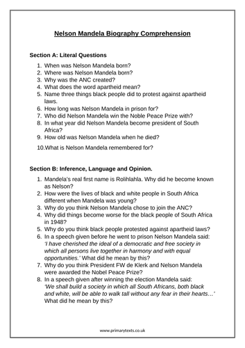 Nelson Mandela KS2 PPT and Activity Pack | Teaching Resources