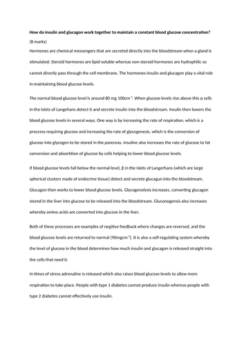 OCR Biology A- 14.3 Regulation of Blood Glucose Concentration ...