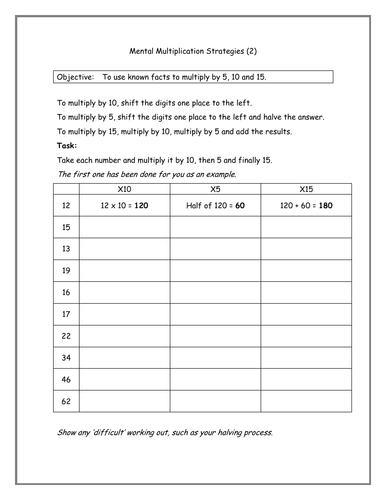 Mental multiplication methods: instructional PowerPoints and practice ...