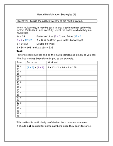 Mental multiplication methods: instructional PowerPoints and practice ...