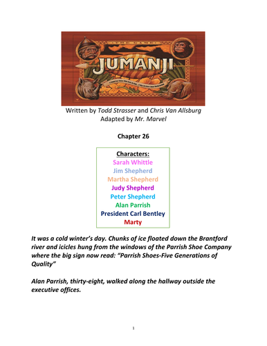 Jumanji Reader's Theatre Novel Study | Teaching Resources