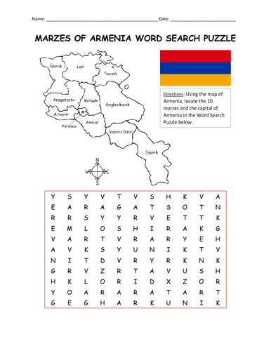 Maps and Word Search Puzzles Printable Activities | Teaching Resources