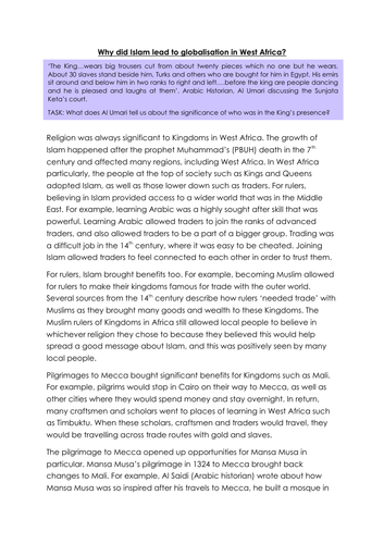 KS3 West African Kingdoms History Lessons | Teaching Resources