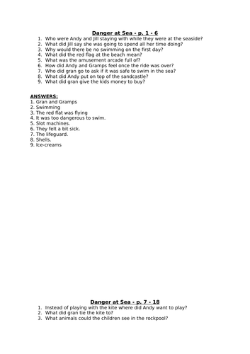 'Danger at Sea' Questions + Answers | Teaching Resources