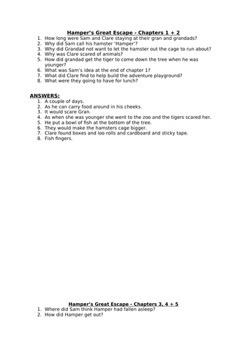 'Hampers Great Escape' Questions + Answers | Teaching Resources
