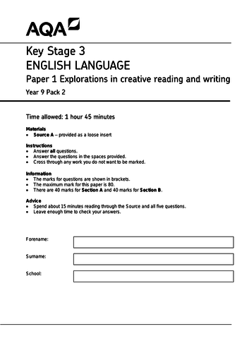 GCSE English Language AQA Paper 1 Practice - Using 'Propping Up the ...