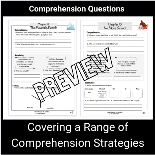 THE LAST BEAR Novel Study and Reading Comprehension Questions ...