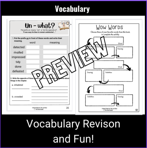 THE LAST BEAR Novel Study and Reading Comprehension Questions ...