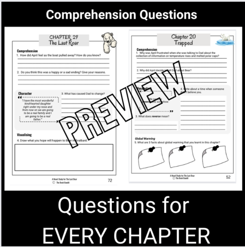 THE LAST BEAR Novel Study and Reading Comprehension Questions ...