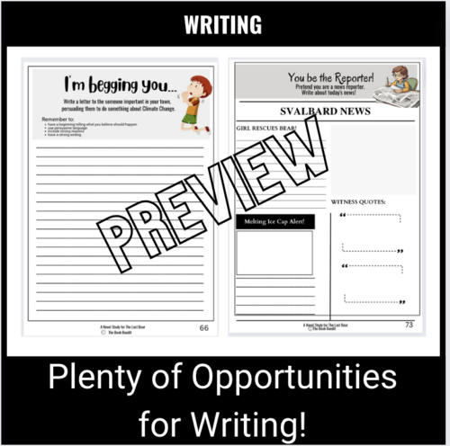 THE LAST BEAR Novel Study and Reading Comprehension Questions ...