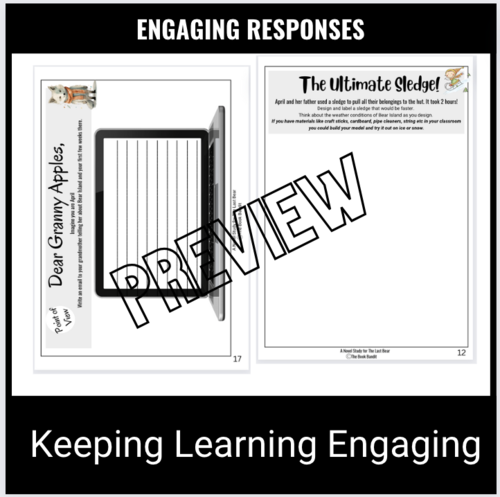 THE LAST BEAR Novel Study and Reading Comprehension Questions ...