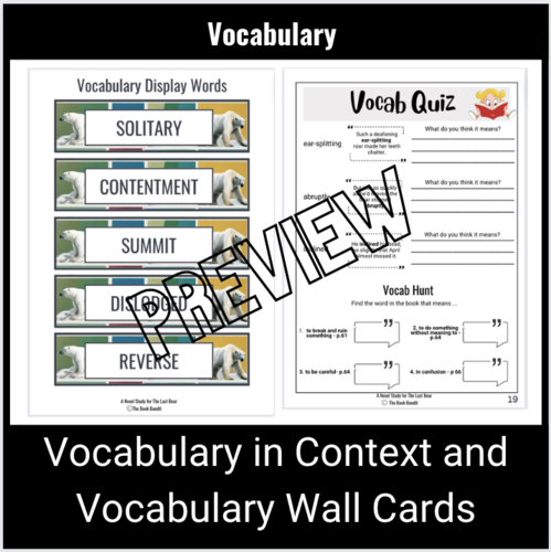 THE LAST BEAR Novel Study and Reading Comprehension Questions ...