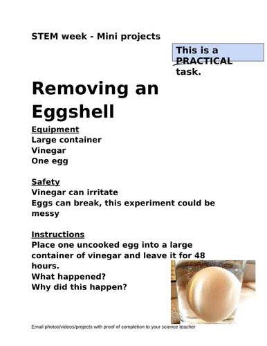 STEM week science week mini tasks | Teaching Resources