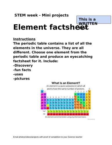 STEM week science week mini tasks | Teaching Resources