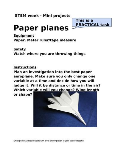 STEM week science week mini tasks | Teaching Resources