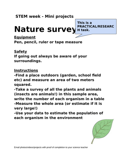 STEM week science week mini tasks | Teaching Resources