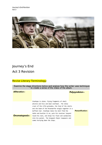 Journey's End Revision Bundle | Teaching Resources