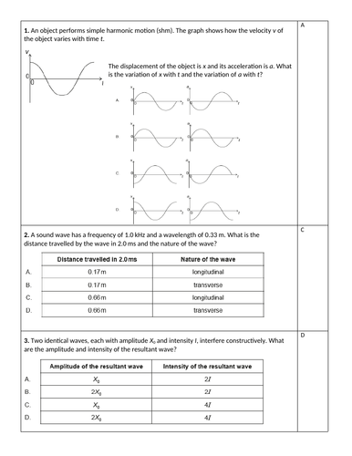 IB Physics Topic 4 - Waves Pong | Teaching Resources