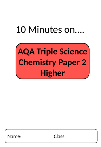 AQA GCSE Chemistry Paper 2 Revision Sheets 2022 | Teaching Resources