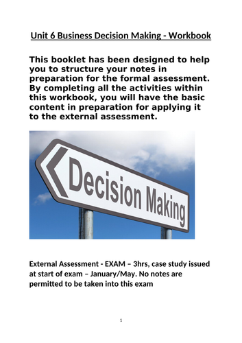 Business Decision Making - Level 3 Workbook | Teaching Resources Business Decision Making - Level 3 Workbook | Teaching Resources