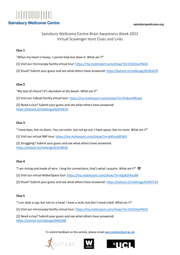 Brain Awareness Week Scavenger Hunt (Virtual) | Teaching Resources