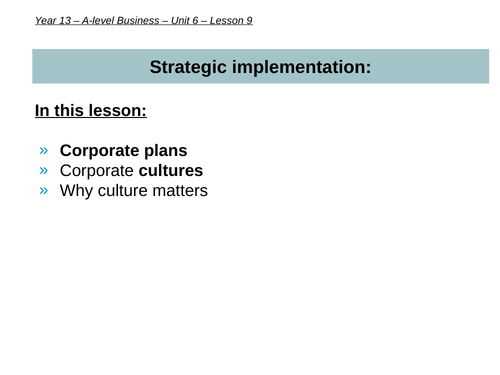 Corporate culture (A-level Business) | Teaching Resources