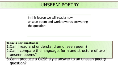 KS3 unseen poetry | Teaching Resources