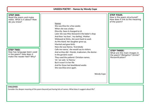 Unseen poetry analysis worksheets | Teaching Resources
