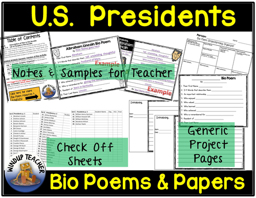 U.S. Presidents Biography Poem Activity | Teaching Resources