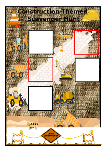 Construction theme scavenger hunt | Teaching Resources
