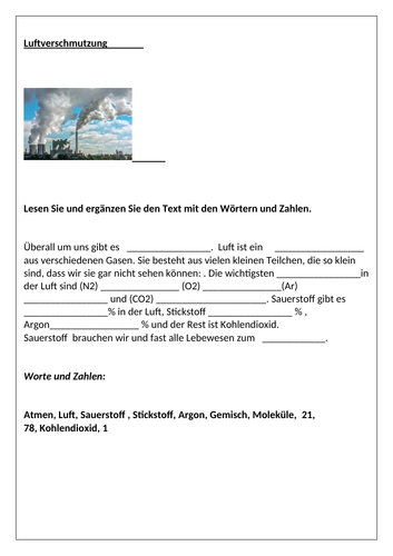 Umwelt / Environment / Luftverschmutzung / Air pollution | Teaching ...