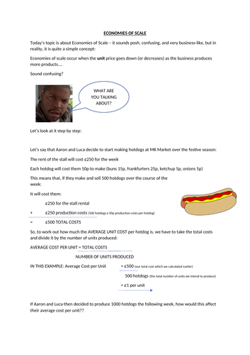 Economies of Scale | Teaching Resources