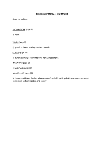 OCR GCSE Music - Area of Study 4: Music for Film - PRACTICE PAPERS ...
