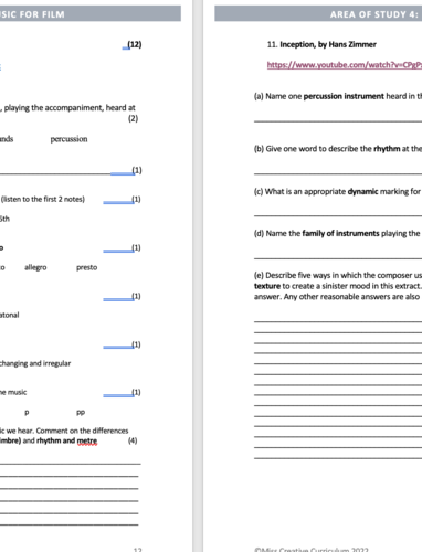 OCR GCSE Music - Area of Study 4: Music for Film - PRACTICE PAPERS ...