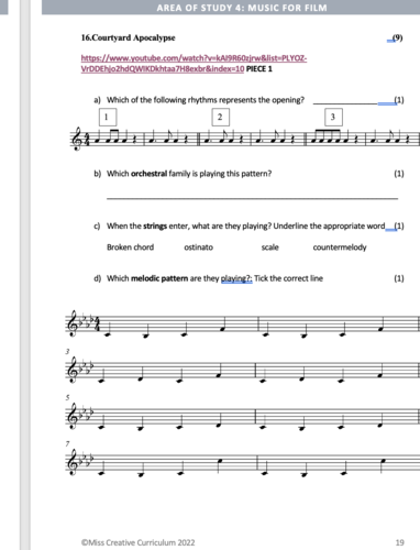 OCR GCSE Music - Area of Study 4: Music for Film - PRACTICE PAPERS ...