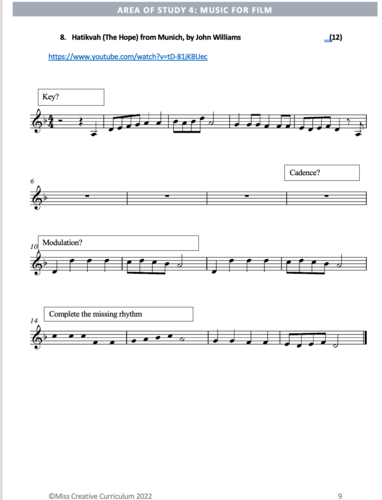 OCR GCSE Music - Area of Study 4: Music for Film - PRACTICE PAPERS ...