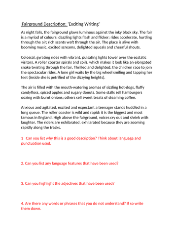 Creative Writing - Writing to Describe/Narrate - Funfair | Teaching ...