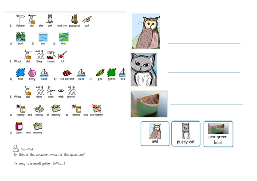 The Owl and the Pussy Cat by Edward Lear: learning new vocabulary and ...