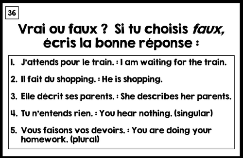FRENCH PRESENT TENSE RE VERBS TASK CARDS | Teaching Resources