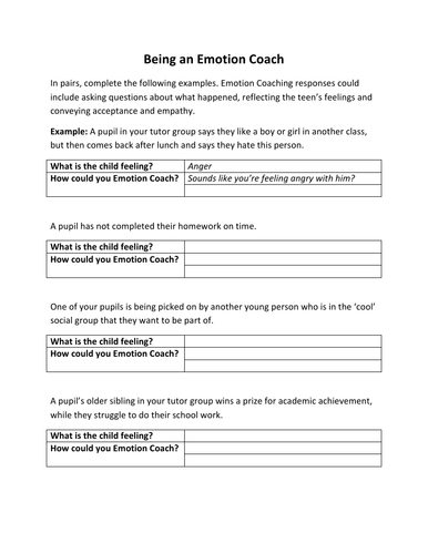 Emotion Coaching School Resources | Teaching Resources