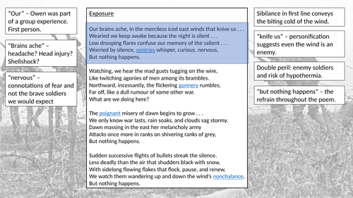 Exposure Wilfred Owen | Teaching Resources