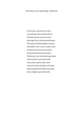 Unseen poetry and prose through the ages A- Level | Teaching Resources