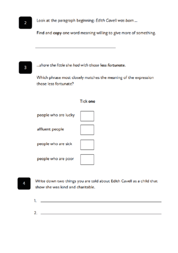 Edith Cavell Biography and Comprehension Questions (9-12 years ...