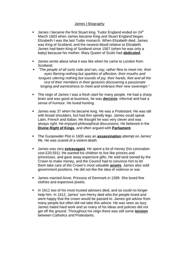 James I | Teaching Resources