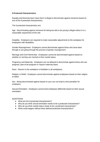 Protected Characteristics Tutor Form Time | Teaching Resources