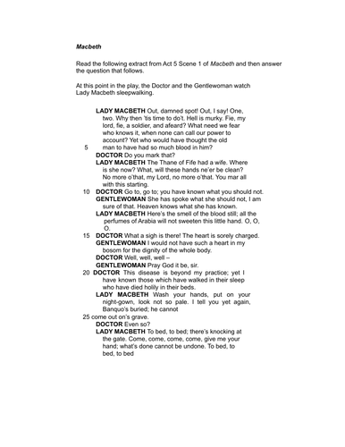 Macbeth - Lady Macbeth essay | Teaching Resources