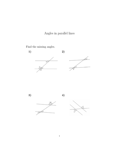 Angles in parallel lines worksheet (with solutions) | Teaching Resources