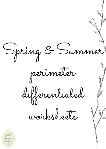 Spring and Summer perimeter differentiated worksheets | Teaching Resources
