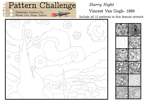 Van Gogh - Starry Night - Pattern Drawing Challenge | Teaching Resources