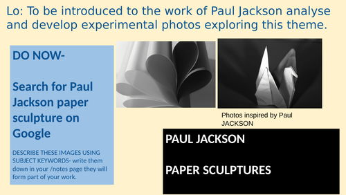 Photography paper sculpture shadows and shapes | Teaching Resources